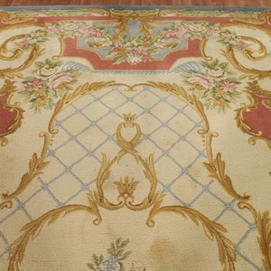 Handmade Traditional Aubusson Vegetable Dye Area Rug 9x15, Antique Wool ...