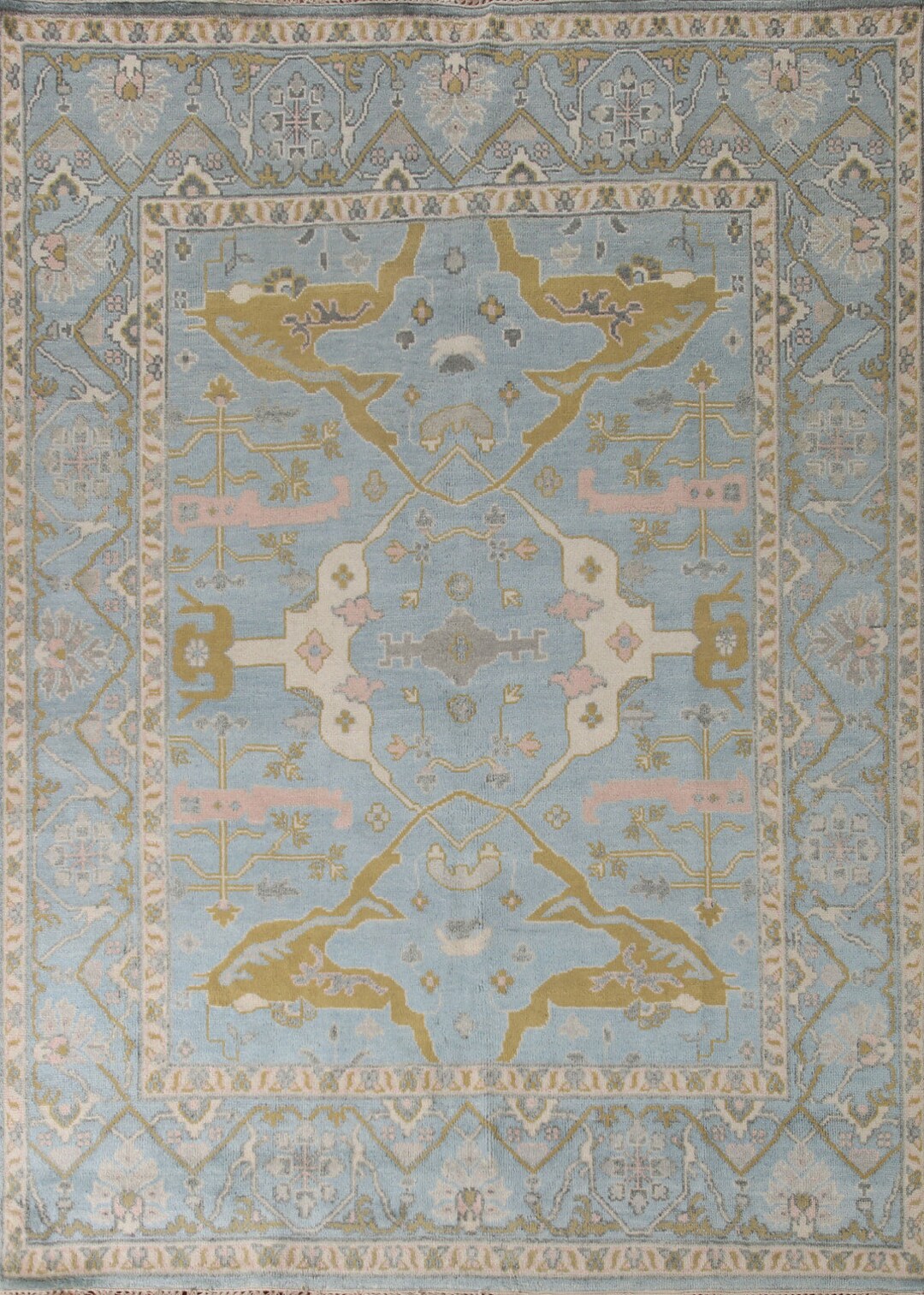 Light Blue Oushak Style Area Rug 8x10, Handmade Wool Carpet - Etsy
