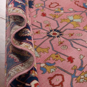 Handmade Pink / Blue Oushak Large Rug 10x14 - Etsy