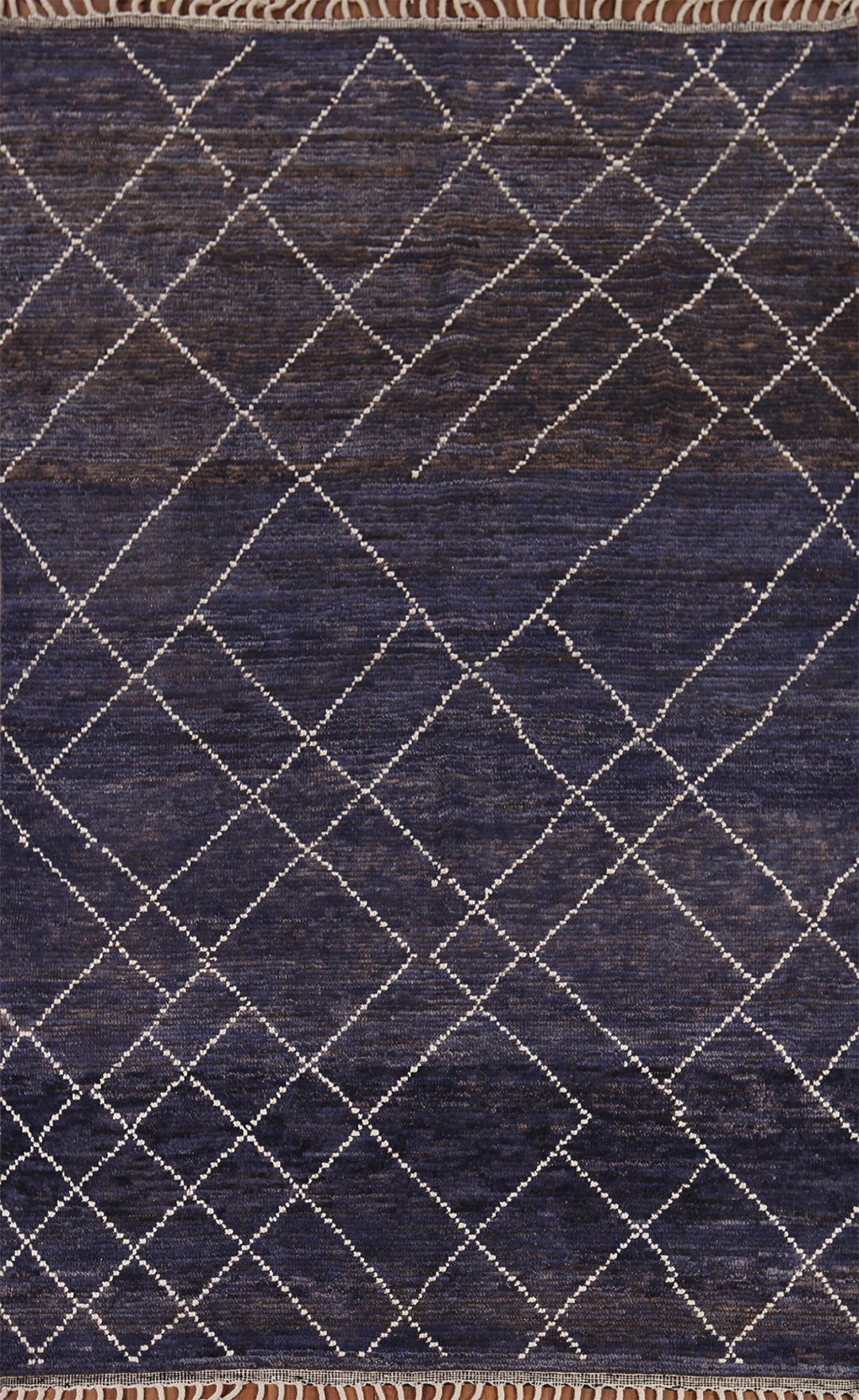 Navy Blue Trellis Moroccan Wool Area Rug 7x10, Handmade Oriental Carpet ...