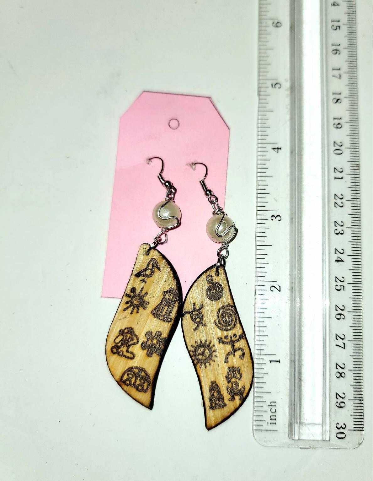 Taino Gerogriph Wooden Feather Shape Earrings. - Etsy