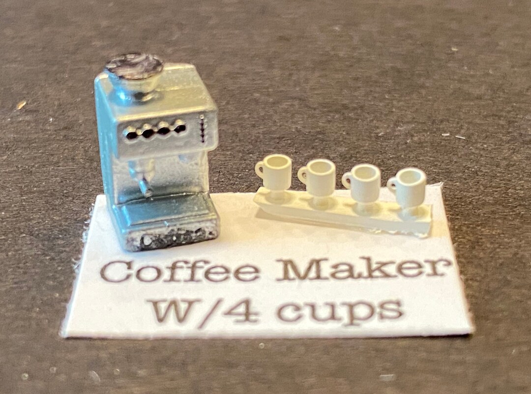 1:48 Scale Coffee Maker W/ 4 Cups Kit * Dollhouse Miniature * O Gauge ...