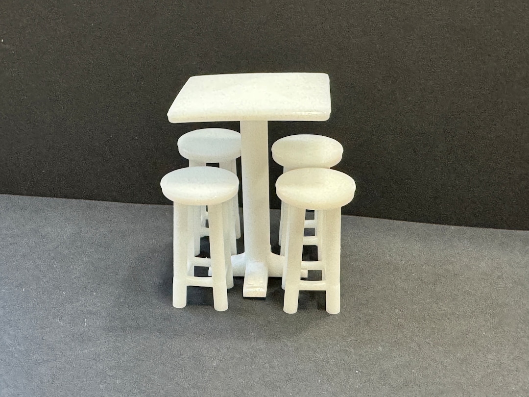 1:24 Scale High Top Table W/4 Stools Kit * Dollhouse Miniature * G ...
