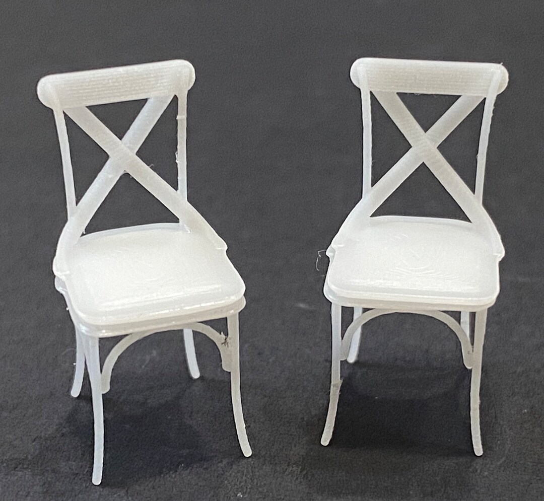 1:48 Scale X Back Chairs (2 in Set) Kit * Dollhouse Miniature * O Gauge ...