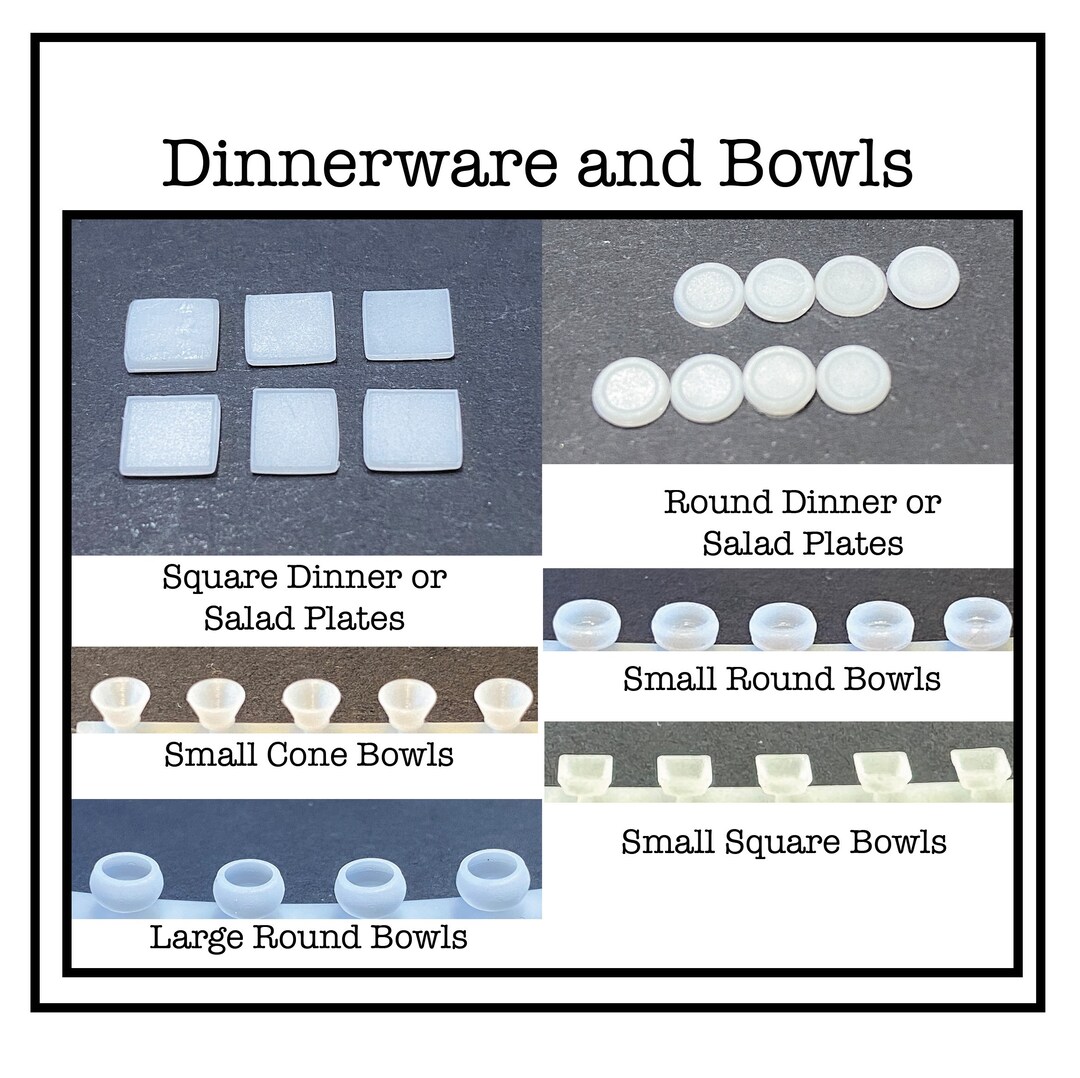 1:48 Scale Plates Bowls Dinnerware Sets YOU CHOOSE Kit * Dollhouse ...