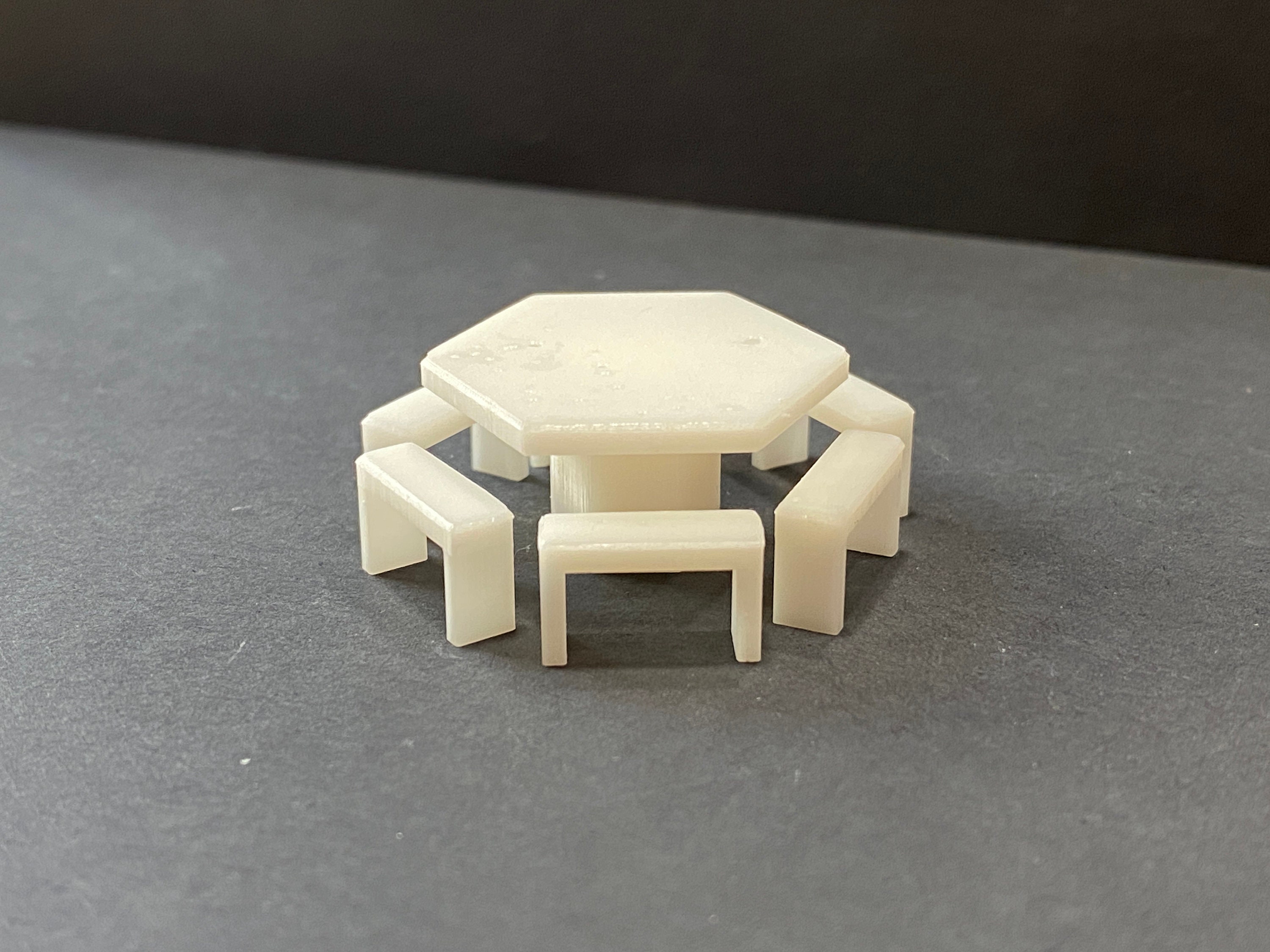 1:48 Scale Hexagon Table W/ 6 Benches Kit Dollhouse - Etsy