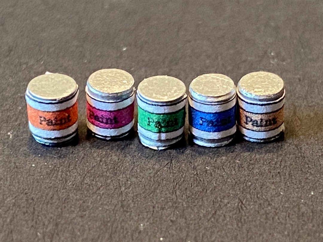 1:48 Scale Paint Cans (5) Kit * Dollhouse Miniature * O Scale / Gauge ...
