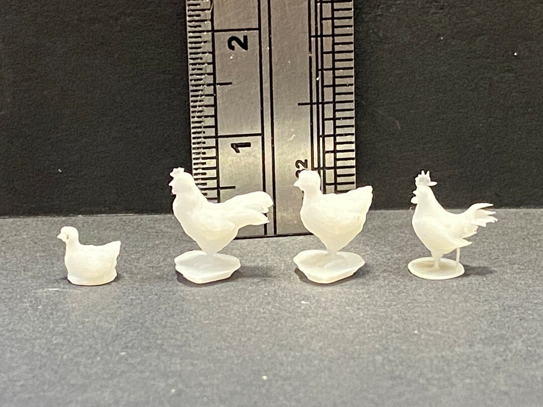 1:48 Scale Chickens, Set of 4 Assorted Kit * Dollhouse Miniature * O ...
