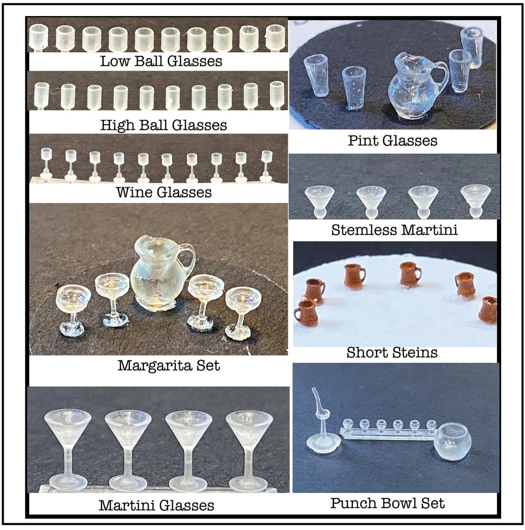 1:48 Scale Drink Glass Sets YOU CHOOSE Kit * Dollhouse Miniature * O ...