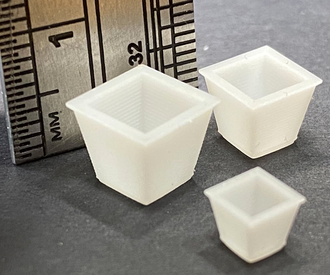 1:48 Scale Square Flower Pot Set (3) Kit * Dollhouse Miniature * O ...