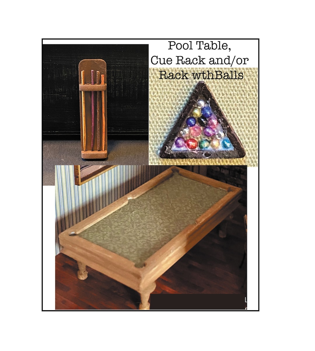 1:24 Scale Pool or Billiards Table, Cue Rack, or Rack W/balls Kits ...