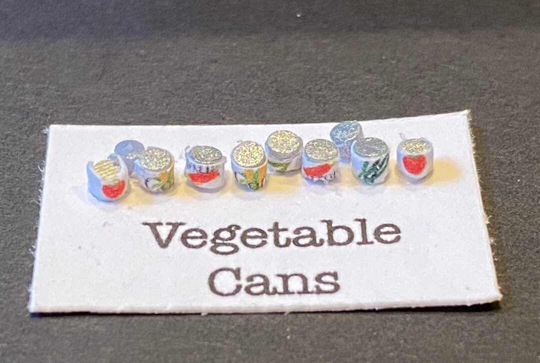 1:24 Scale Vegetable Cans (10) Kit * Dollhouse Miniature * G Gauge * 3D ...