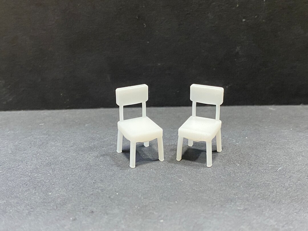 1:48 Scale Kitchen Chairs (2) Kit * Dollhouse Miniature * O Gauge * 3D ...