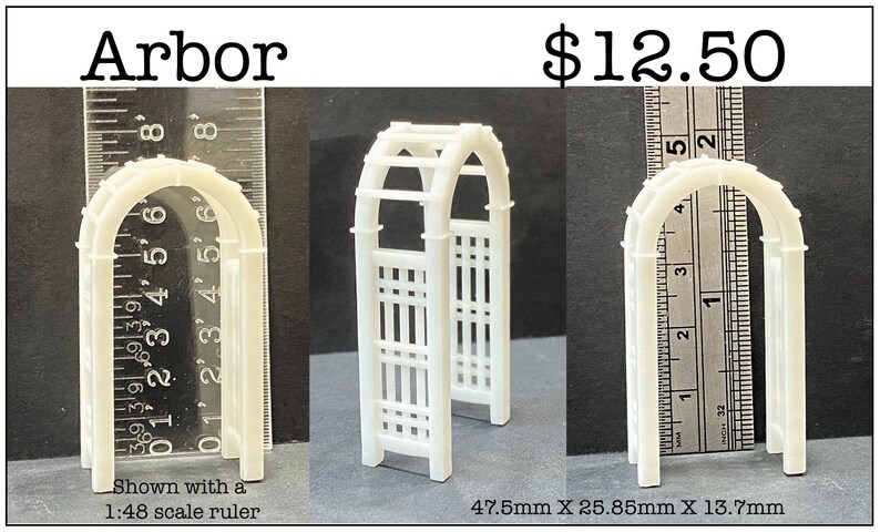 1:48 Scale Arbor Kit * Dollhouse Miniature * O Scale / Gauge * 3D ...