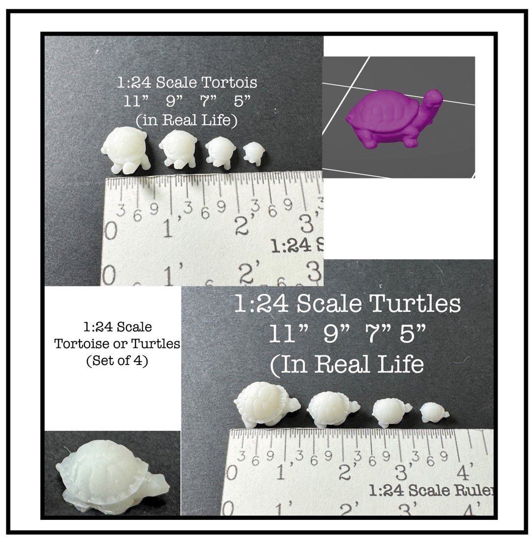 1:24 Scale Turtles (4) or Tortoise (4) Kit * Dollhouse Miniature * G ...