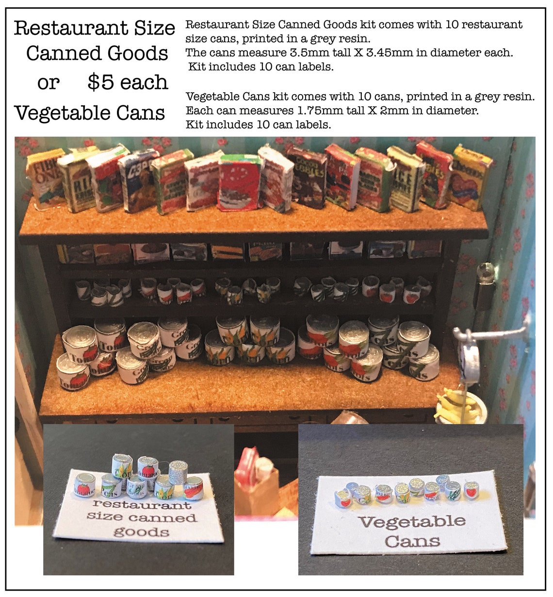 1:48 Scale Vegetable Cans (10) Kit * Dollhouse Miniature * O Gauge * 3D ...