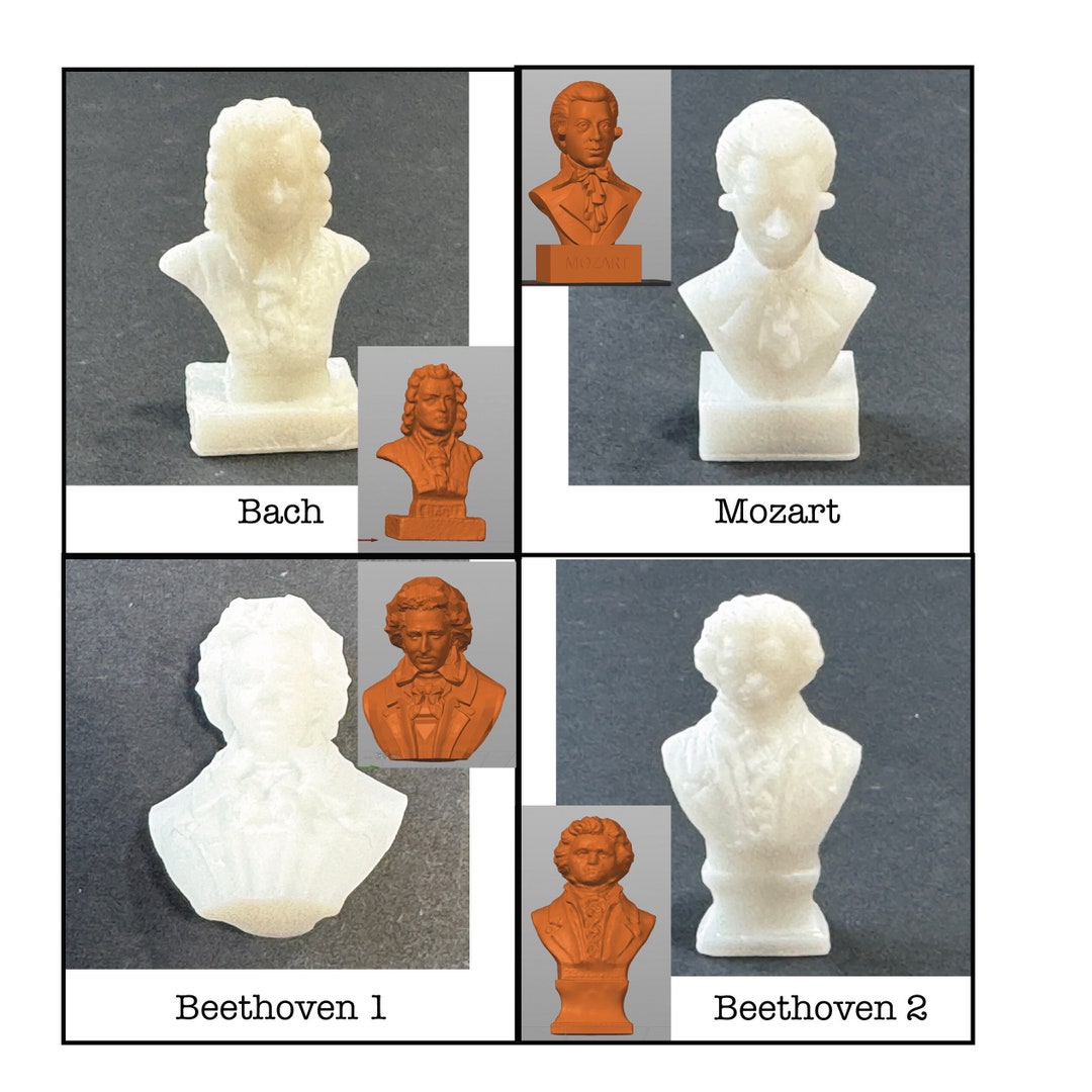 1:12 Scale Composers Busts bookshelf Sized Kit Mozart Bach Beethoven ...