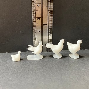 1:24 Scale Chickens, Set of 4 Assorted Kit *dollhouse Miniature 3D ...