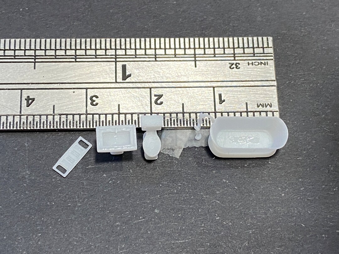 1:144 Scale Bathroom Kit * Dollhouse Miniature * Micro Scale * N Gauge ...