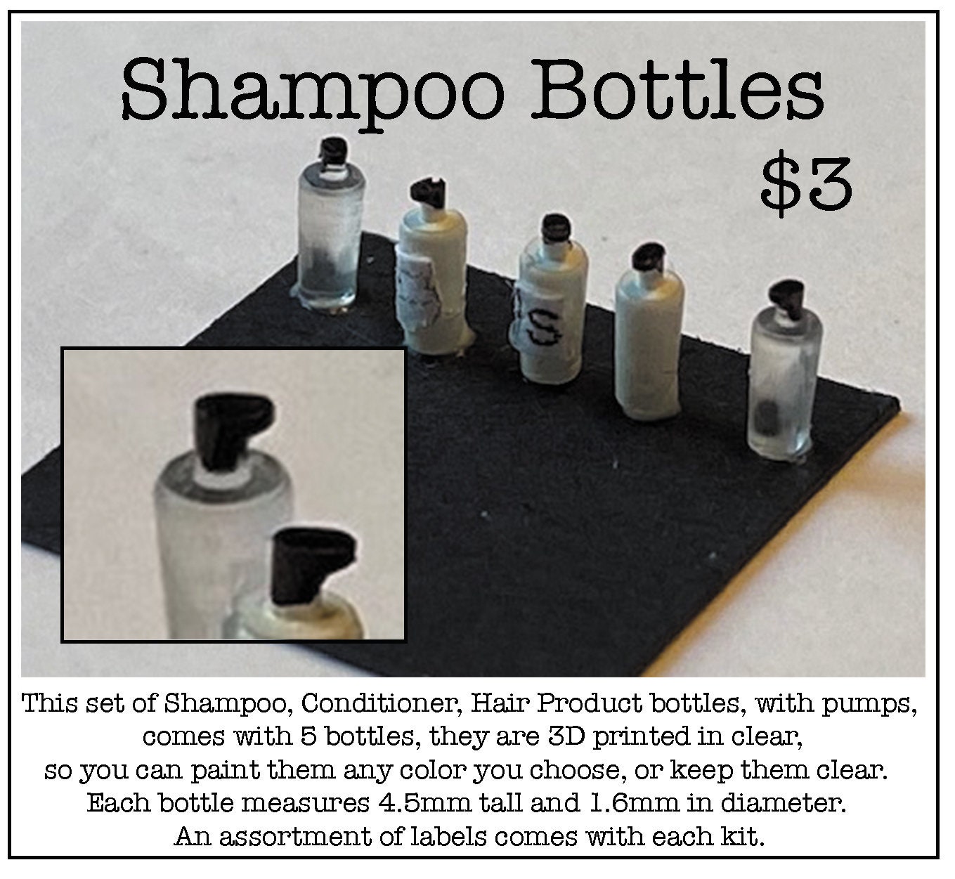 1:48 Scale Shampoo Bottles Kit Dollhouse Miniature O Scale - Etsy
