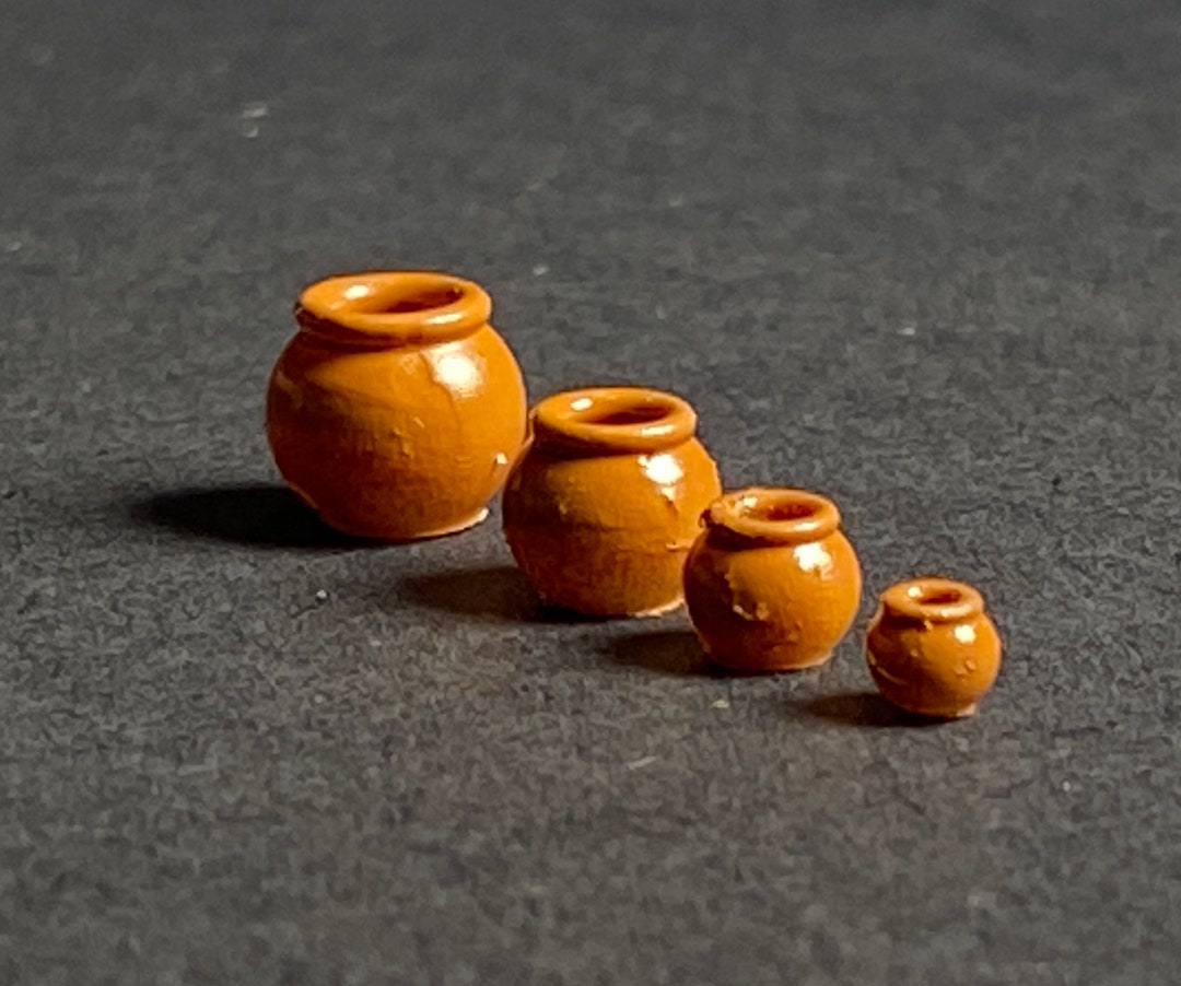 1:48 Scale Round Flower Pot Set Kit * Dollhouse Miniature * O Gauge ...