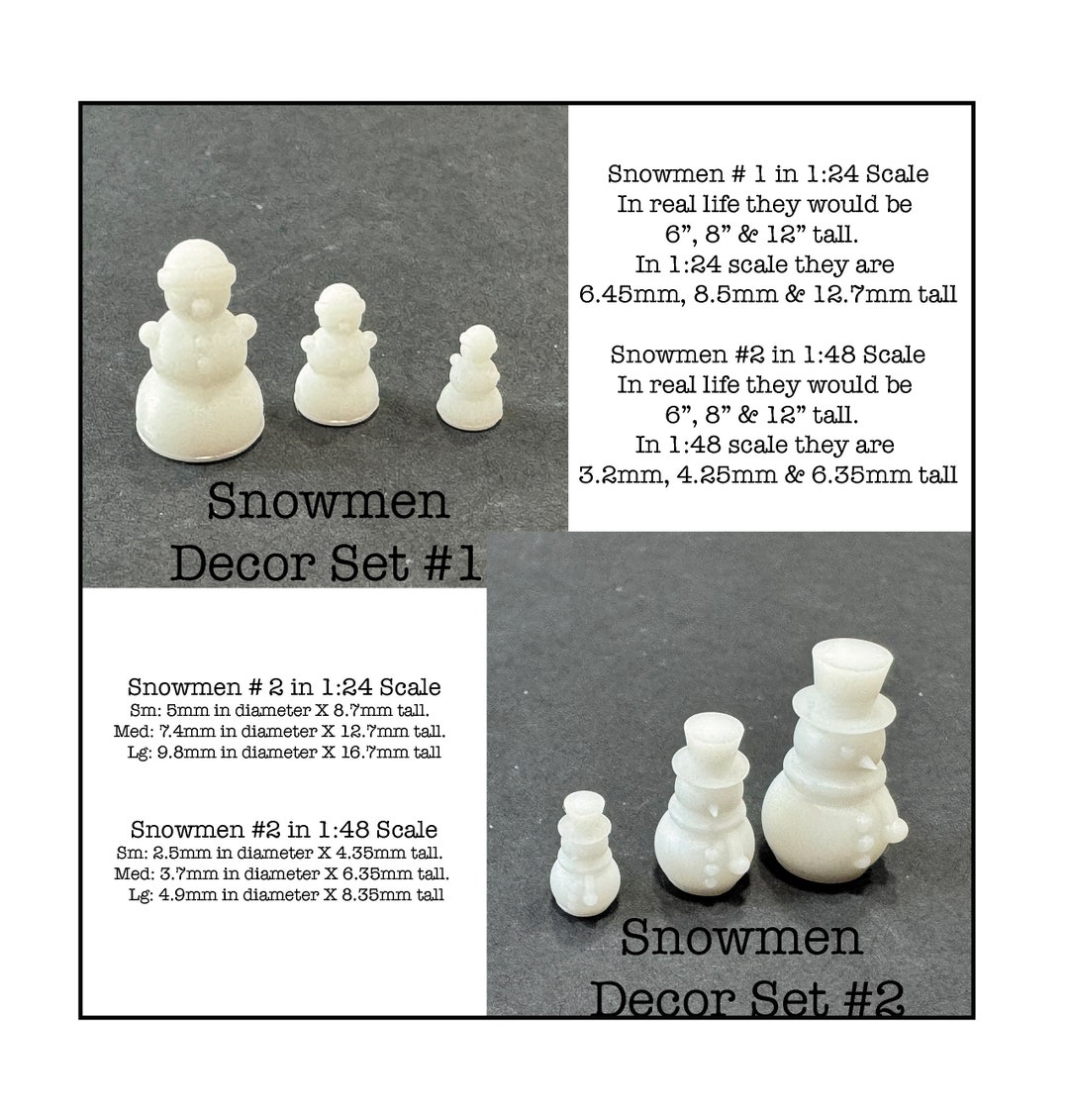 1:24 Scale Snowmen Decor Choice (set of 3) Kit * Dollhouse Miniature G ...