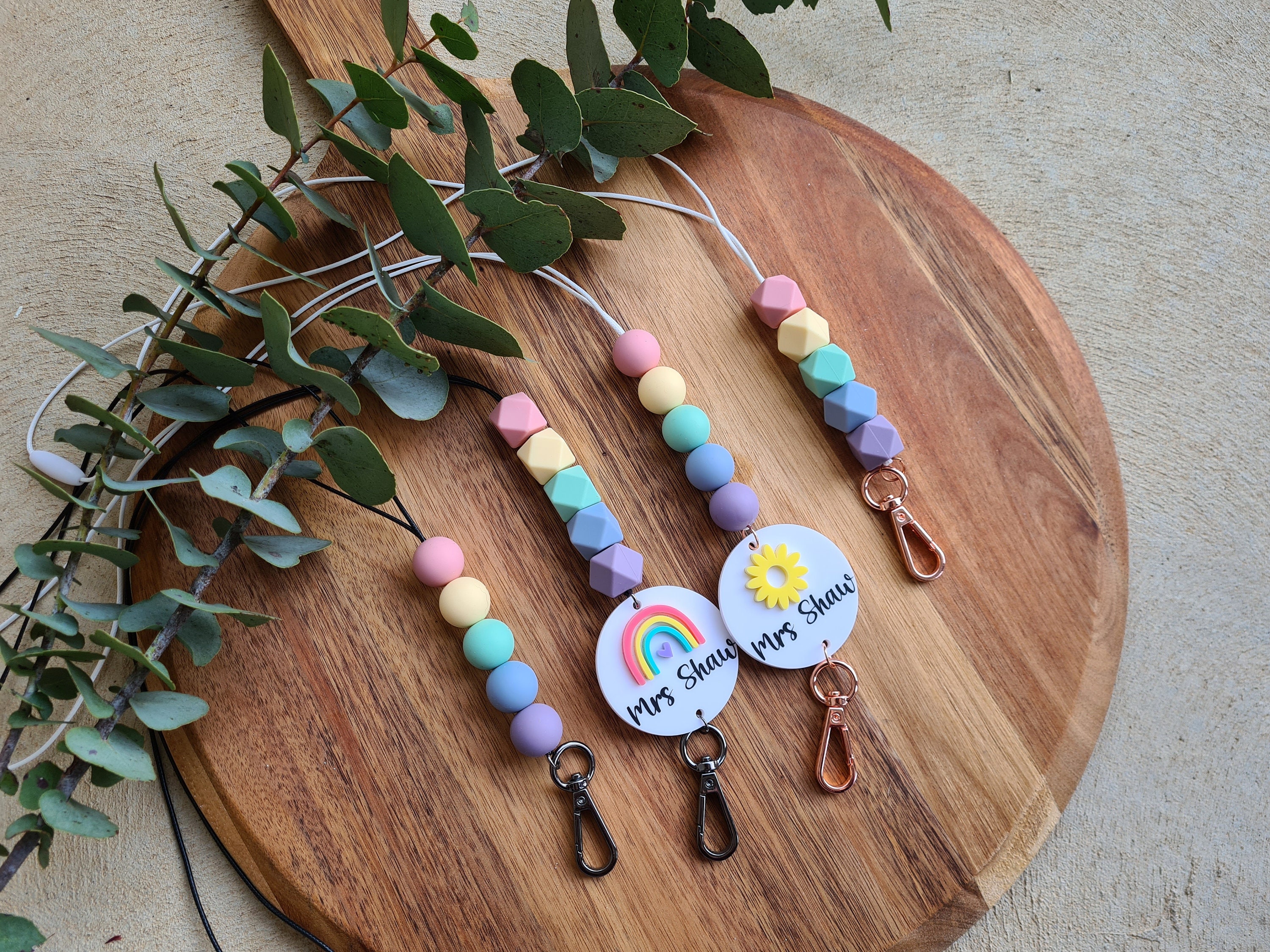 Handmade Personalised Rainbow Lanyard Teacher Lanyard Gift - Etsy Australia
