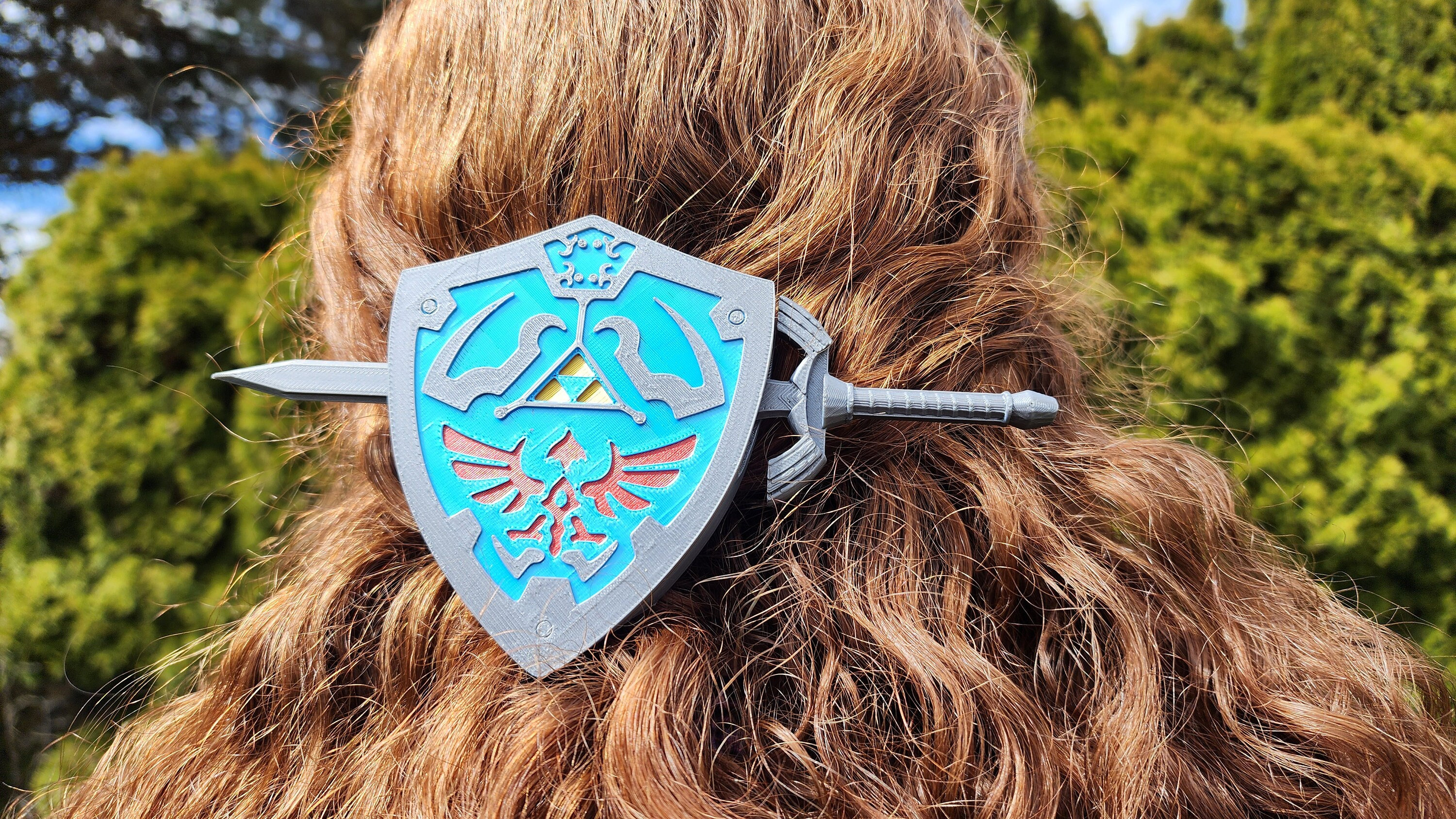 STL FILES ONLY to 3D Print a Hero Sword and Shield Hair Accessory ...