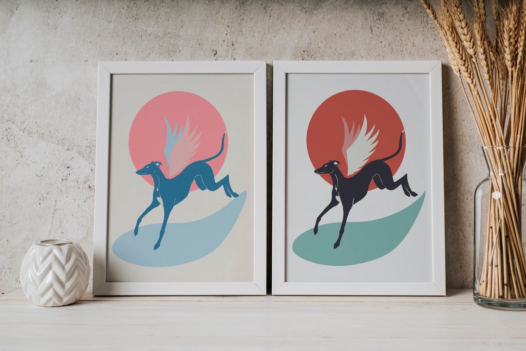 Greyhound Illustration, Black Greyhound, Modern, Greyhound Art. - Etsy
