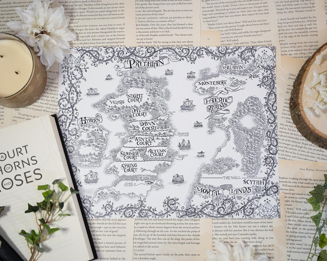 A Court of Thorns and Roses Map 11x14 | Hand Drawn Art Print - Etsy