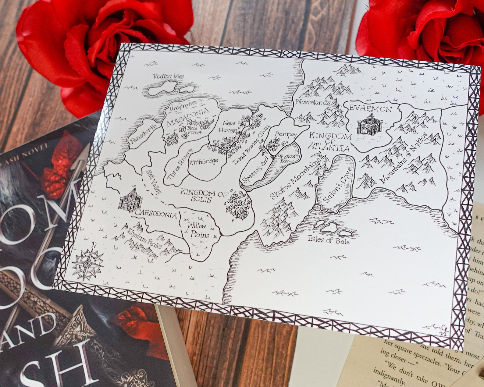Blood and Ash Map Print Hand Drawn Art Print - Etsy