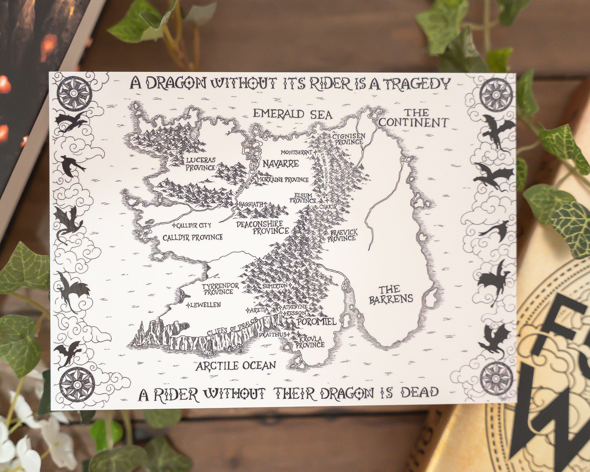 Fourth Wing Map Print | Hand Drawn Art Print - Etsy