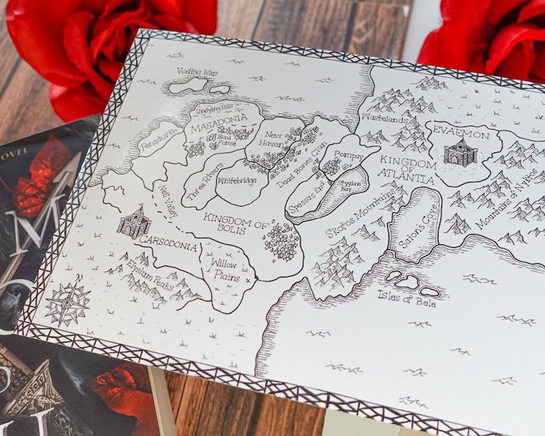 Blood and Ash Map Print Hand Drawn Art Print - Etsy