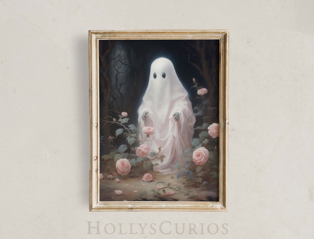 Cute Ghost & Roses Art Printable Dark Academia Aesthetic - Etsy