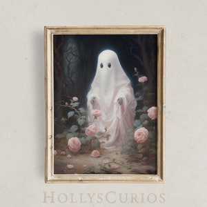 Cute Ghost & Roses Art Printable Dark Academia Aesthetic - Etsy