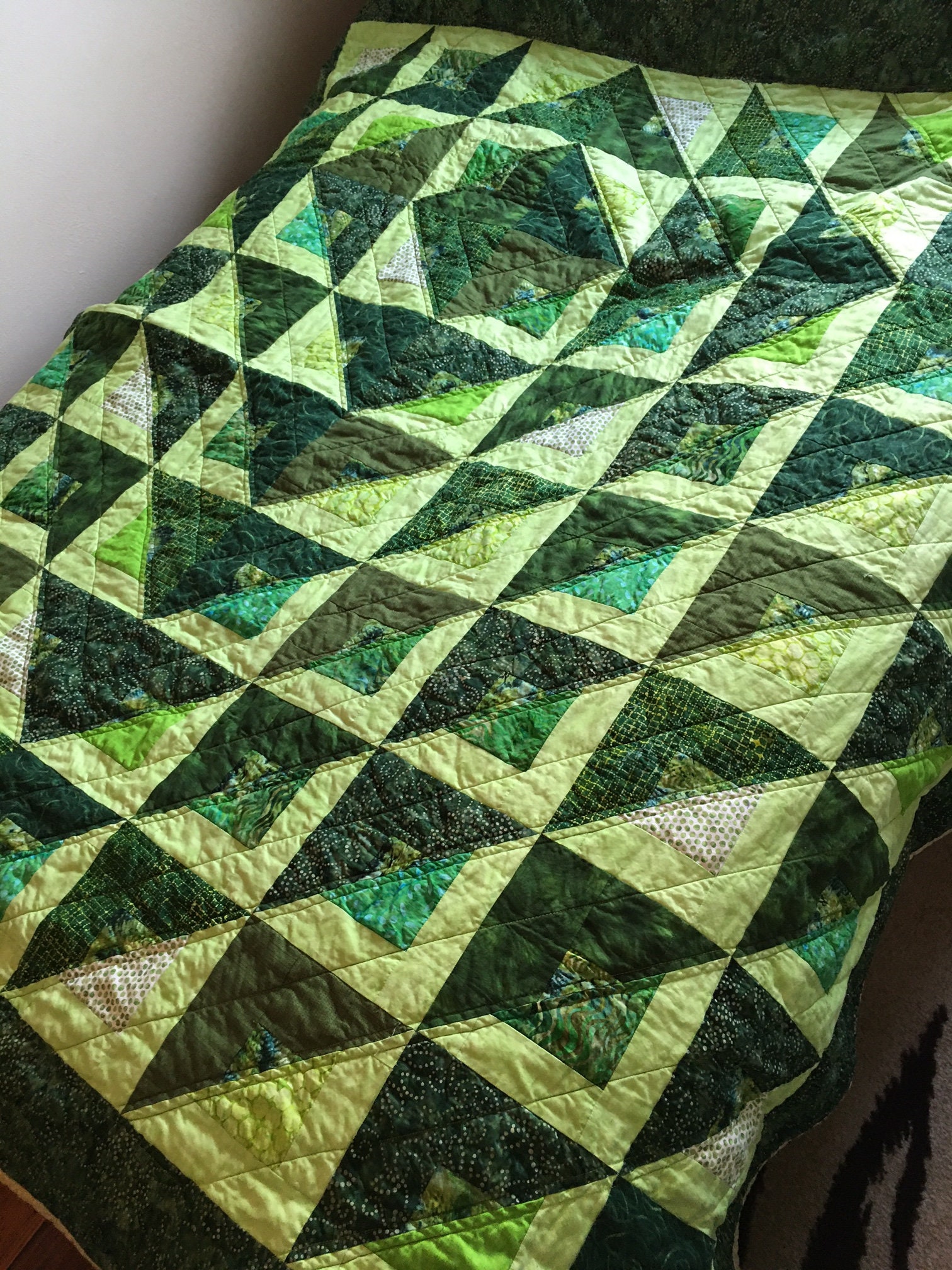 Radiant Quilt in Greens - Etsy