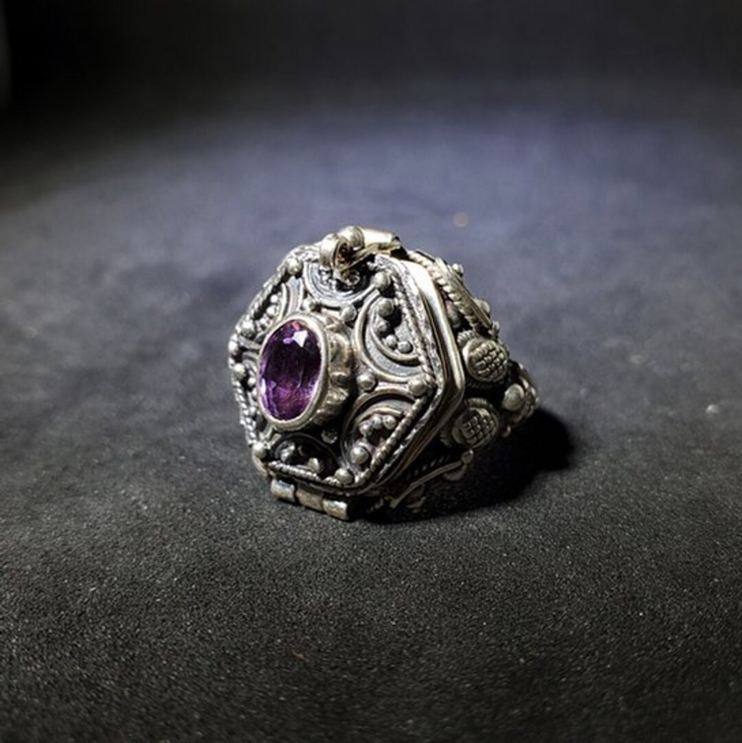 Amethyst Poison Box Ring - Etsy