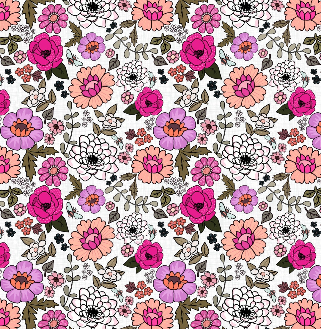 Retro Florals,80s Florals,cute Floral,fabric Design, Seamless Pattern ...
