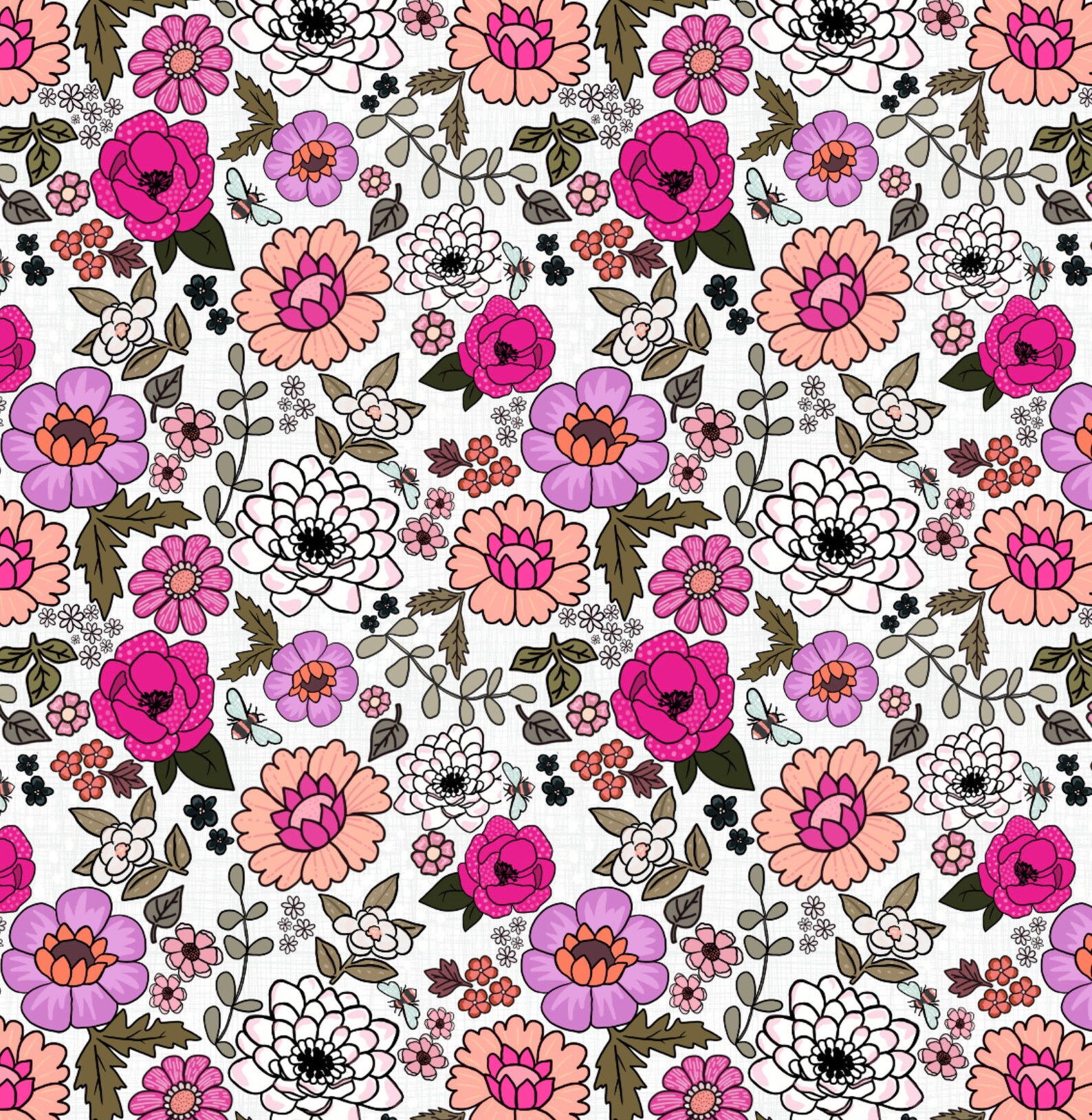 Retro Florals,80s Florals,cute Floral,fabric Design, Seamless Pattern ...