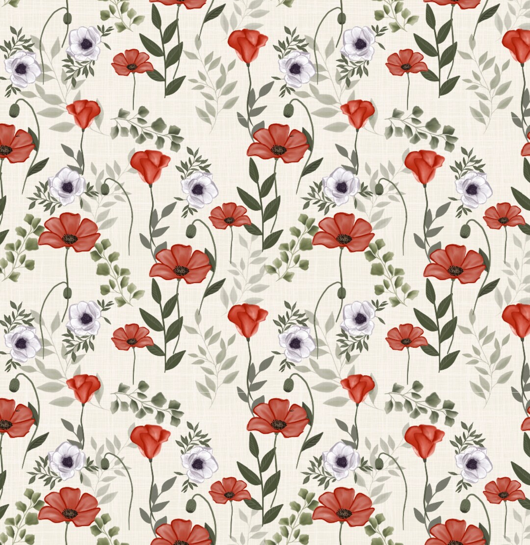 Poppy Fields, Fabric Design, Seamless Pattern, Surface Pattern, Digital ...