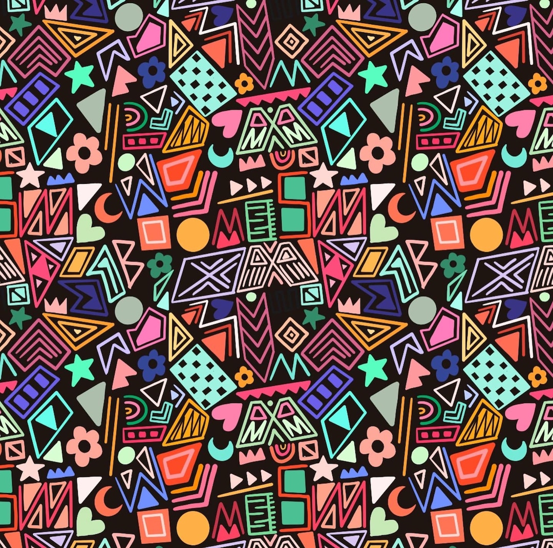 Retro 90s, 90s Geo, Fabric Design, Seamless Pattern, Surface Pattern ...