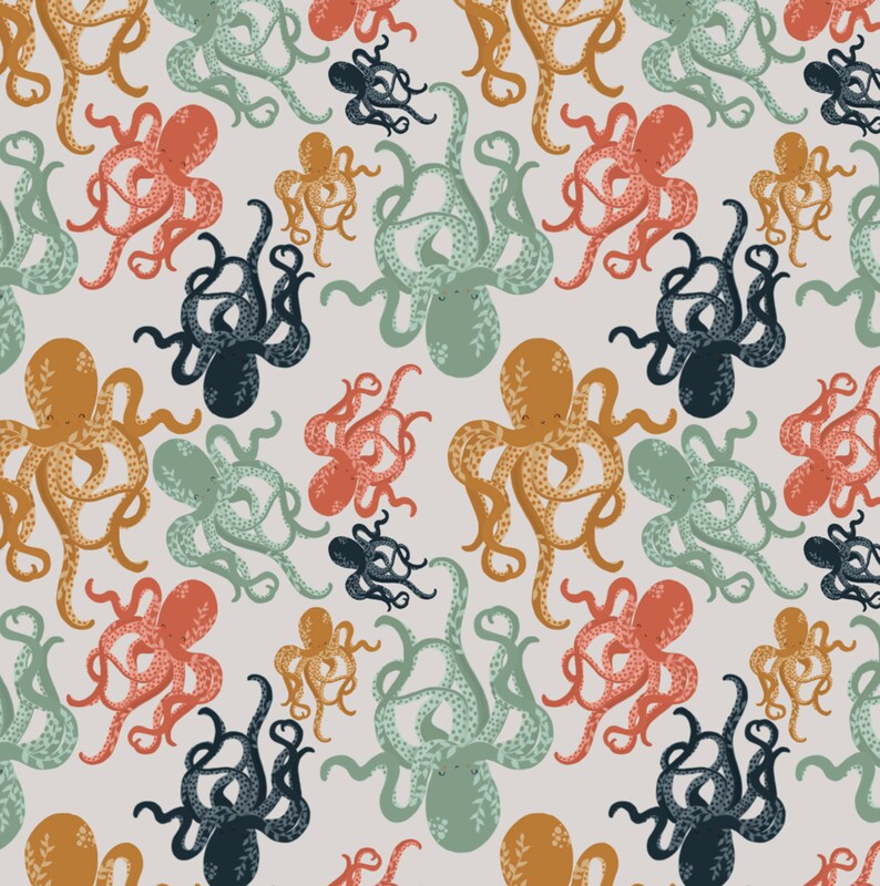 Octopus, Cute Octopus, Under the Sea,fabric Design, Seamless Pattern ...