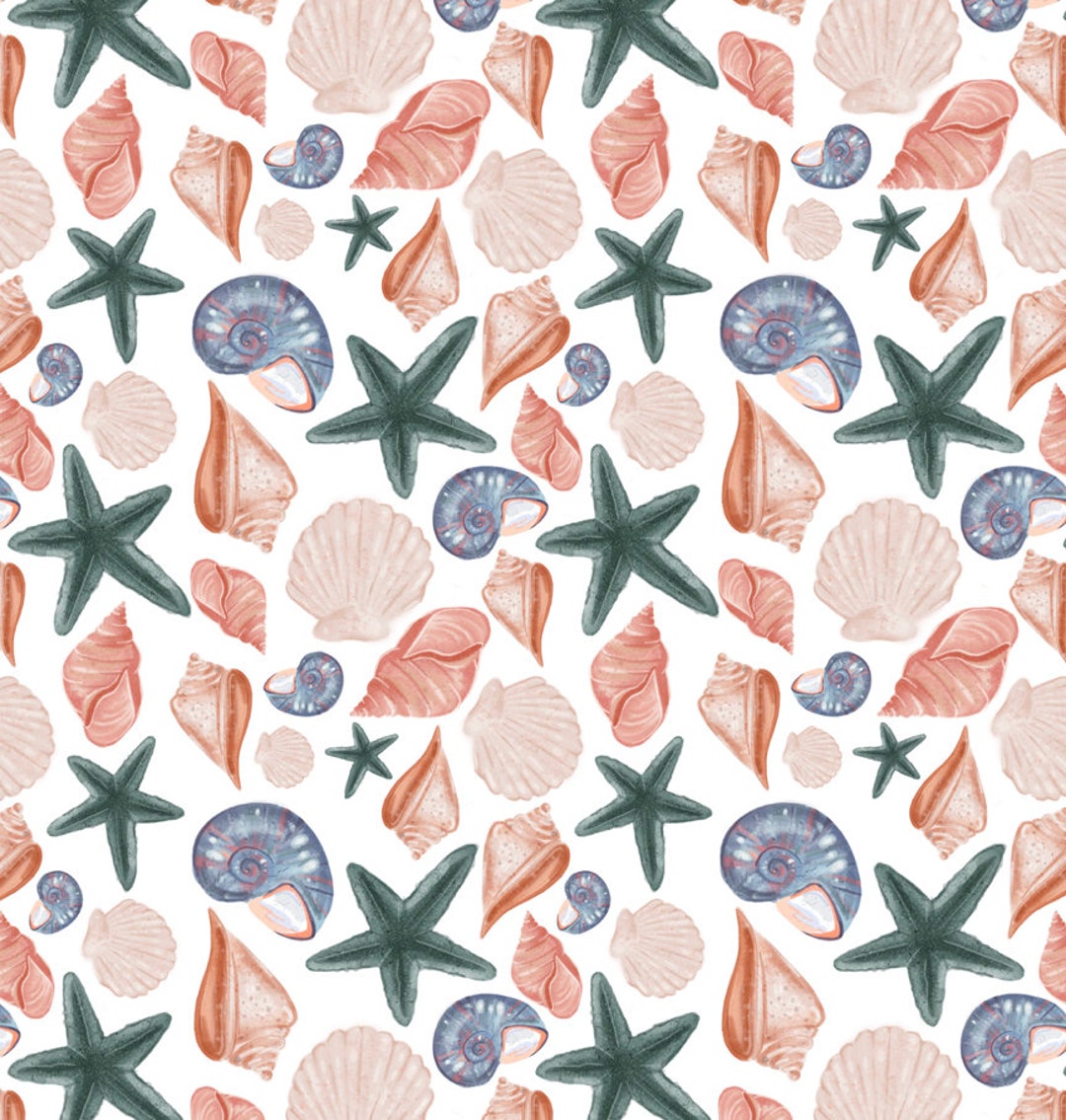 Seashell Seamless, Shell Design, Beach, Fabric Design, Seamless Pattern ...