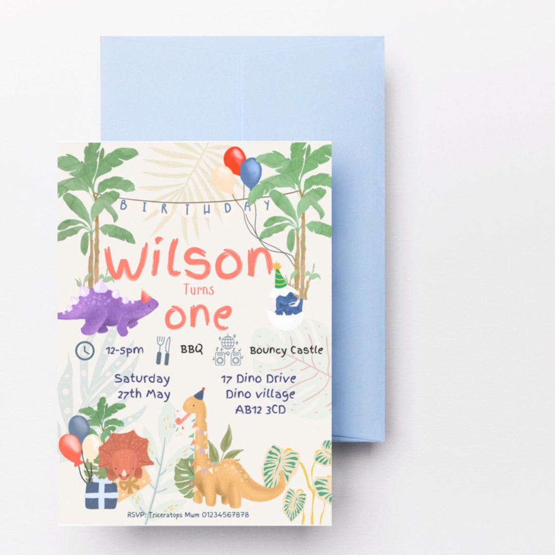 Editable Dinosaur Party Invitation,dinosaur Digital Invite Template ...