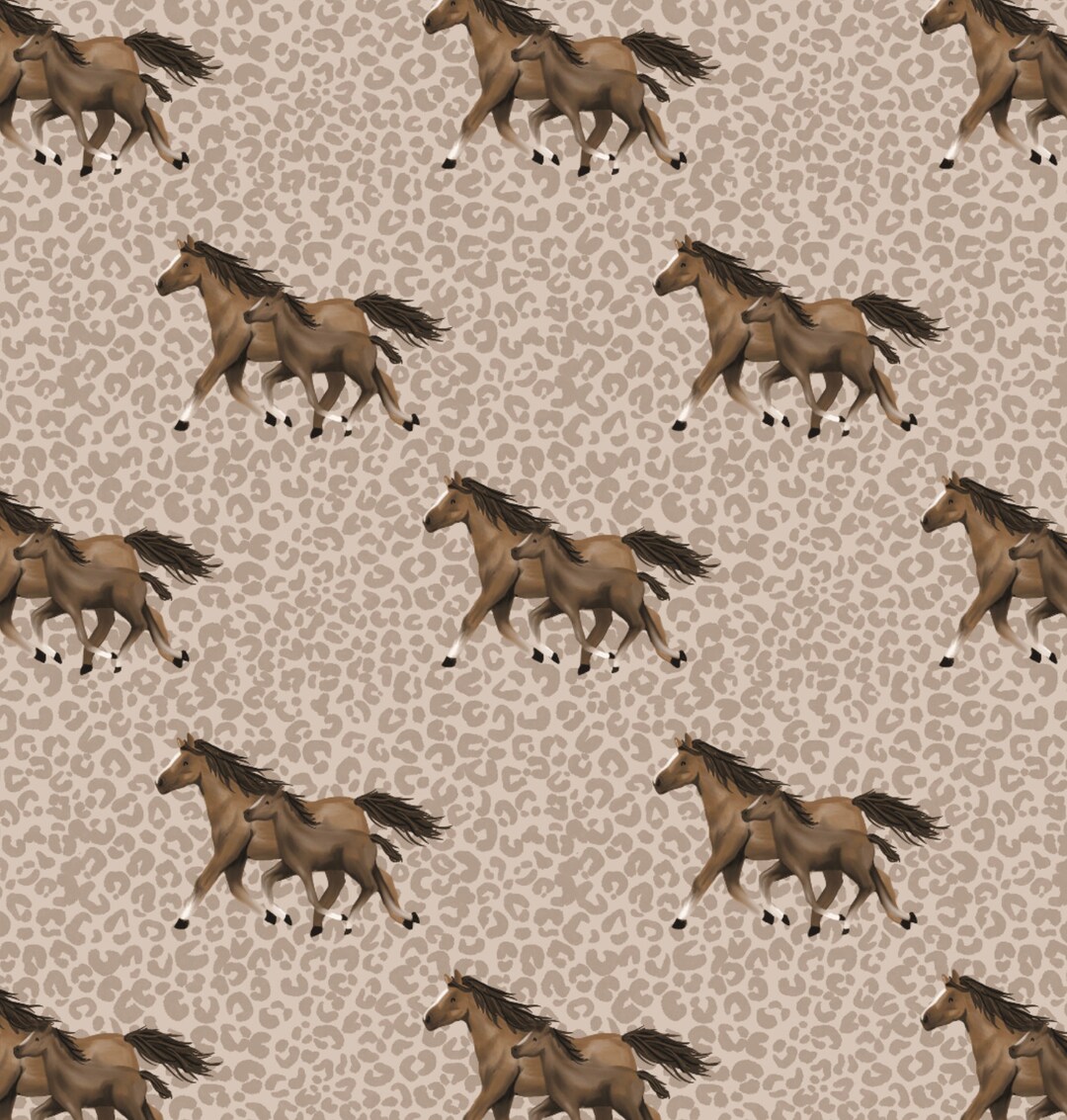 Wild Horses, Cute Horse Seamless, Fabric Design, Seamless Pattern ...
