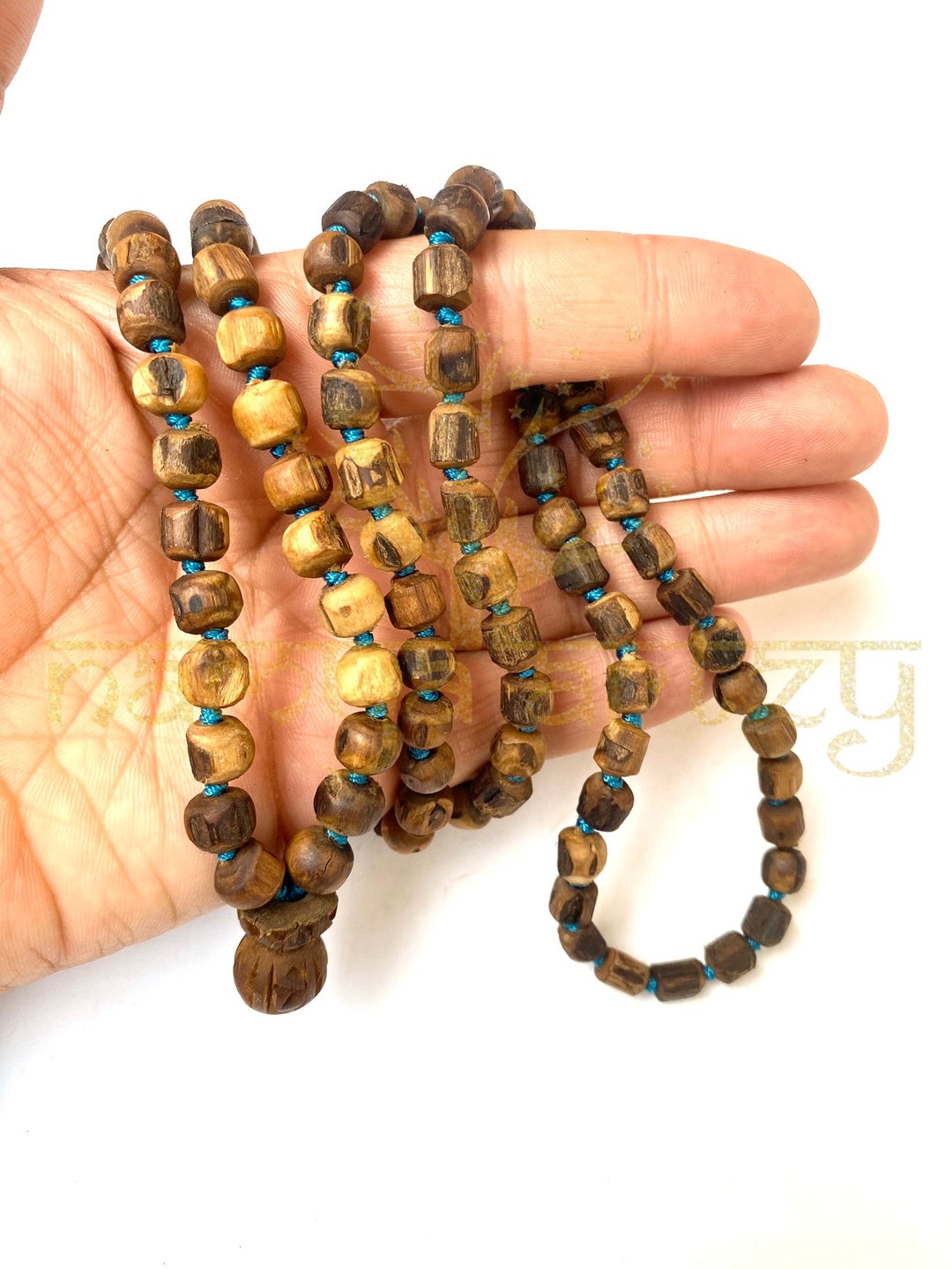 Hand-knotted 108-bead Sacred Tulsi Wood Hand-carved Rough Beads, Japa ...