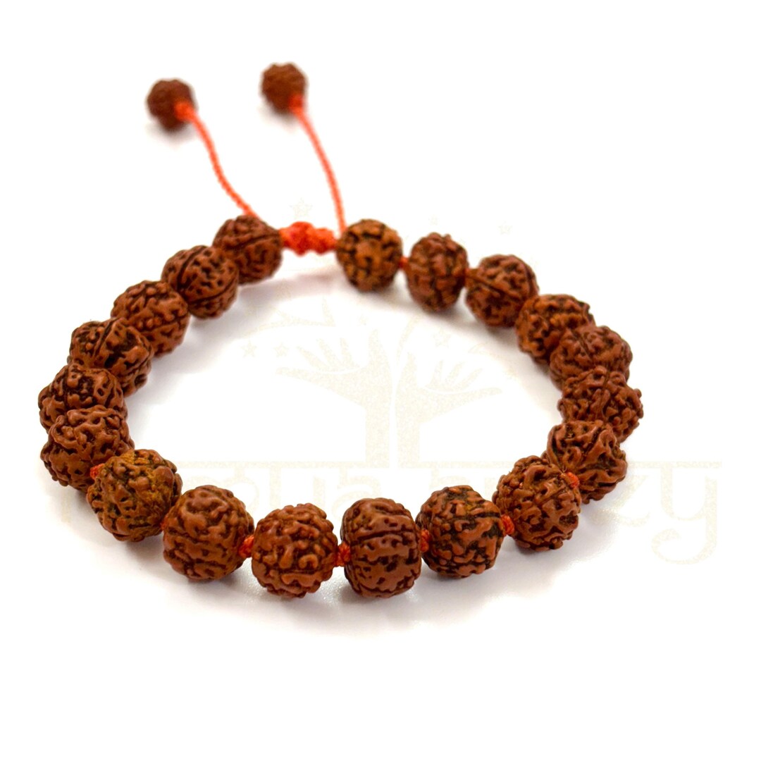 Handmade, Natural Round Mix Faces 10mm Rudraksha Beads Hand-knotted ...