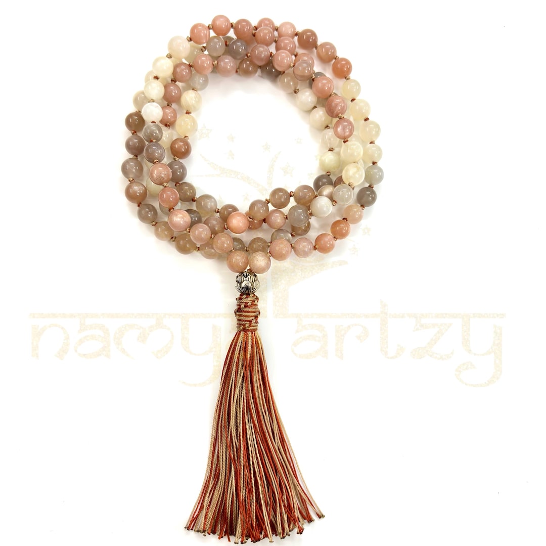 Indian Multi Color Moonstone AAA+ Mala Beads | 108 Mala Necklace ...