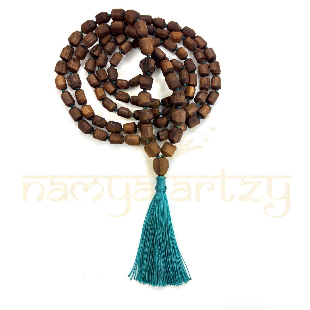 Hand-knotted 108-bead Sacred Tulsi Wood Hand-carved Rustic Tumbled ...