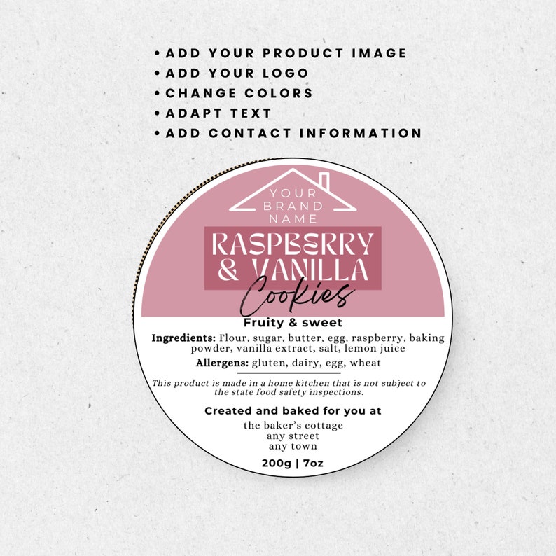 Cottage Law Label Template, Editable Round Label, Customizable Sticker ...